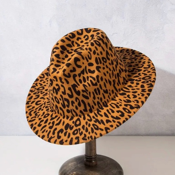 Accessories | Brand New Unisex Charm Shaped Big Brim Fedora Leopard ...